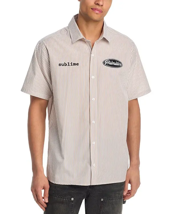 PRIMITIVE SKATE Sublime Day Shift Shirt Exclusive - Sand Pinstripe