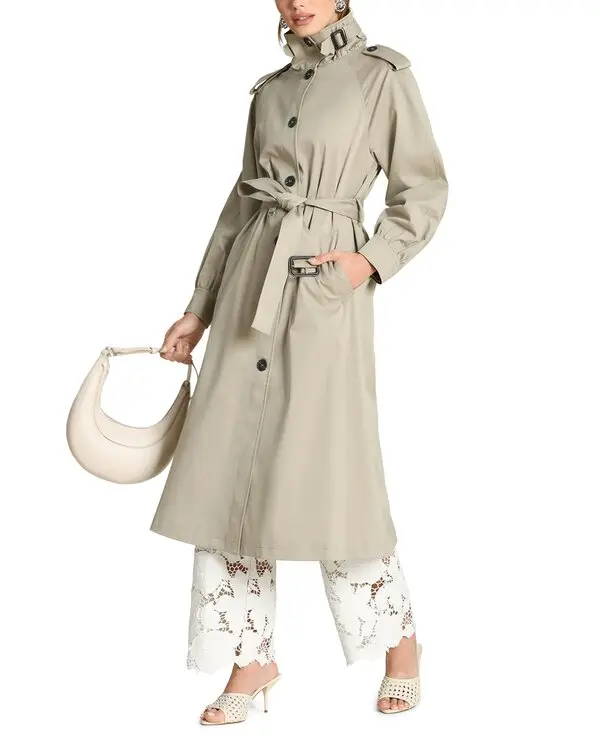 Avec Les Filles Funnel Neck Maxi Trench Jacket