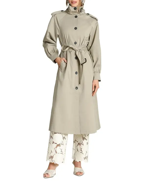 Avec Les Filles Funnel Neck Maxi Trench Jacket