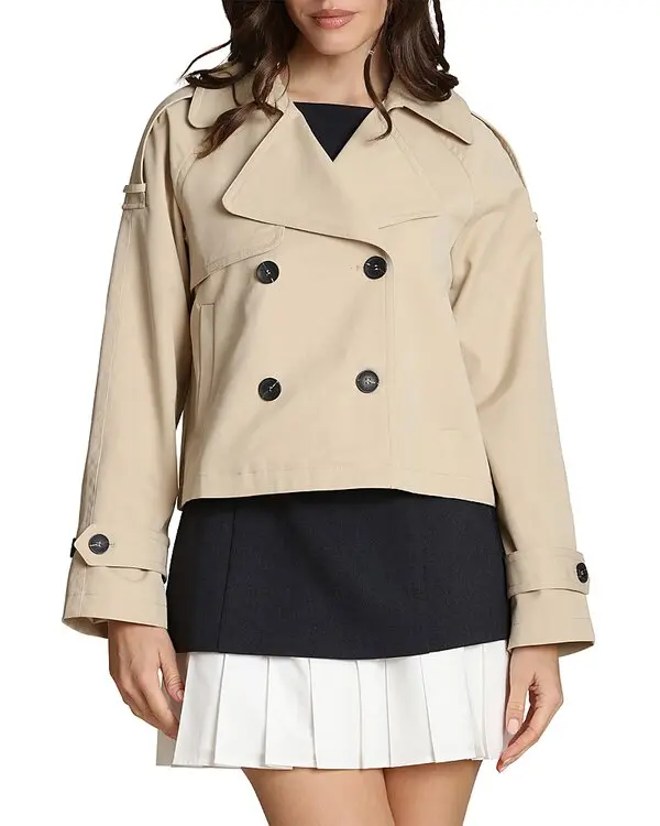 Avec Les Filles Double Breasted Cropped Trench Jacket - Seashell
