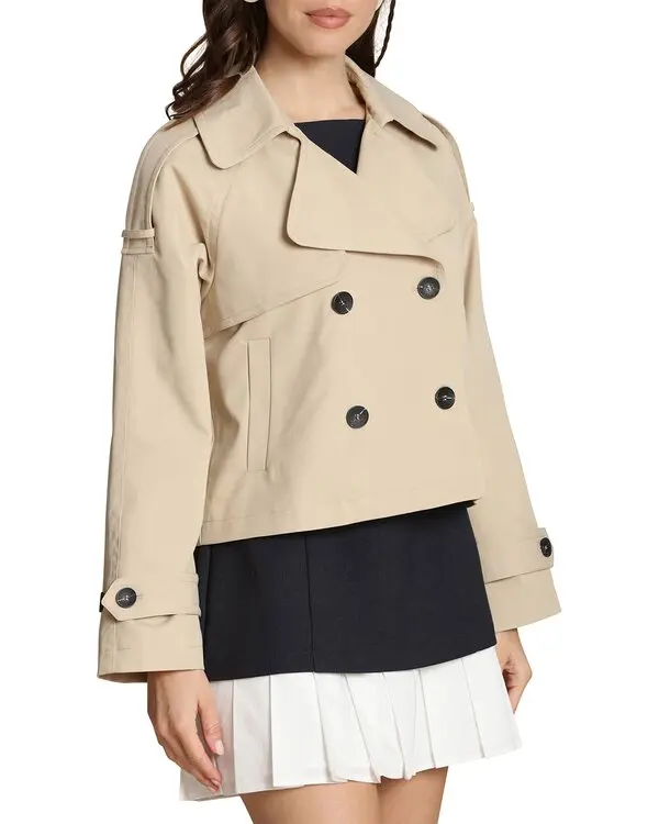 Avec Les Filles Double Breasted Cropped Trench Jacket