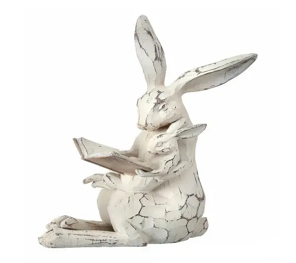 RC HOME DECOR 11' Handcrafted Bunny Reading -ea Ster Decor