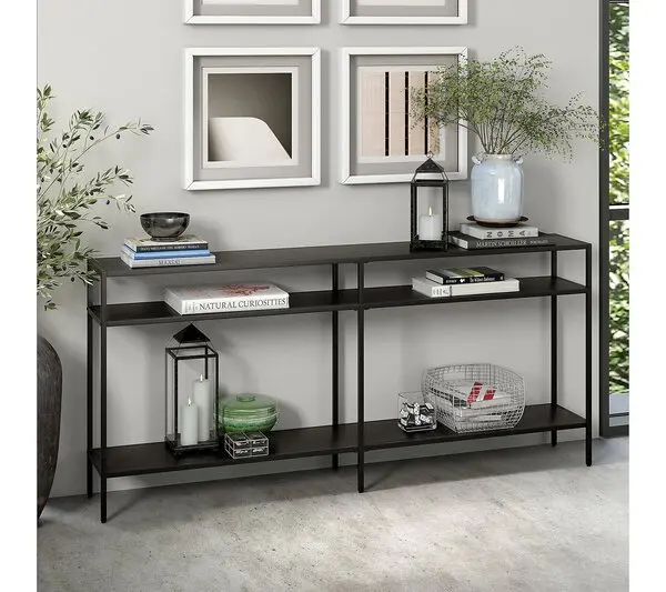 HUDSON&CANAL Sivil 64' Wide Console Table With Metal Shelves - One-color