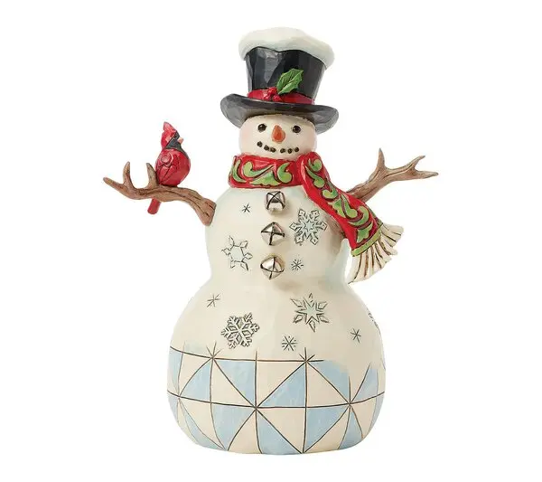 JIM SHORE Heartwood Creek Snowman With Cardinal & Twig Fig - One-color