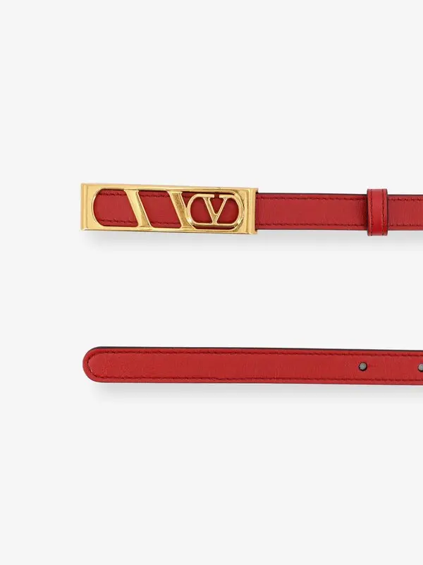 Valentino Garavani Vlogo Signature Leather Belt - Red