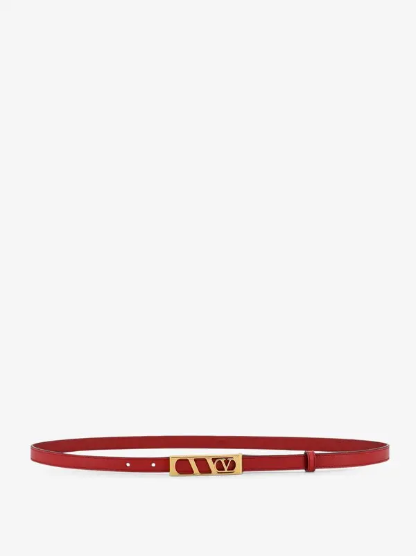 Valentino Garavani Vlogo Signature Leather Belt - Red