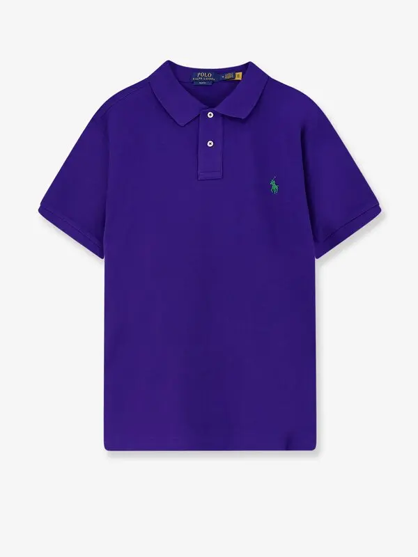 Polo Ralph Lauren Cotton Polo Shirt With Frontal Embroidered Logo - Purple
