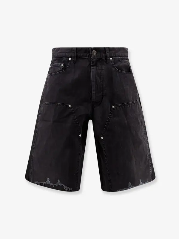 TONYWACK Cotton Cargo Bermuda Shorts With Distressed Effect - Black