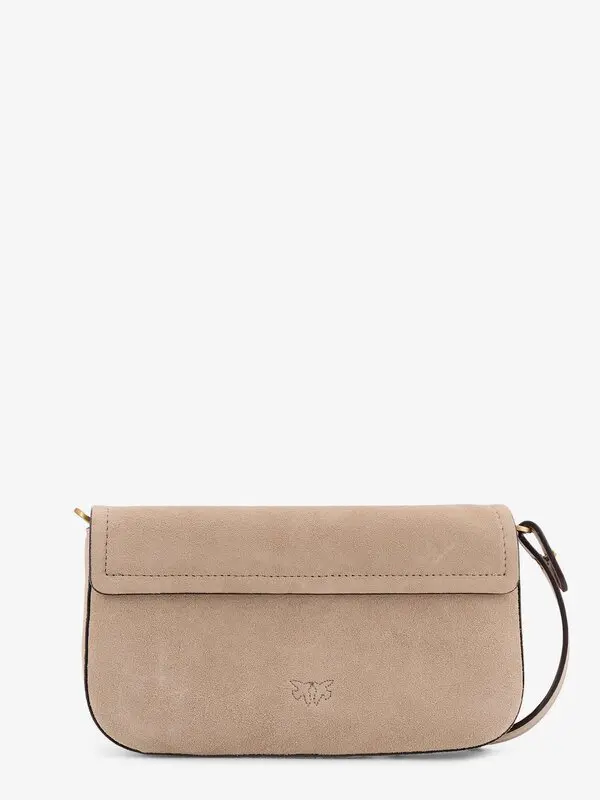 Pinko Leather Saddle Flat Crossbody Bag