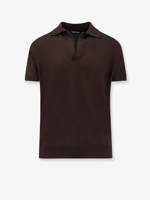 TOM FORD Cotton And Silk Blend Polo Shirt - Brown