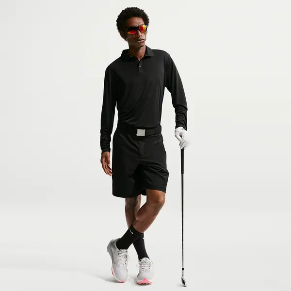 Nike Par Dri-fit Long-sleeve Logo Golf Polo - Black