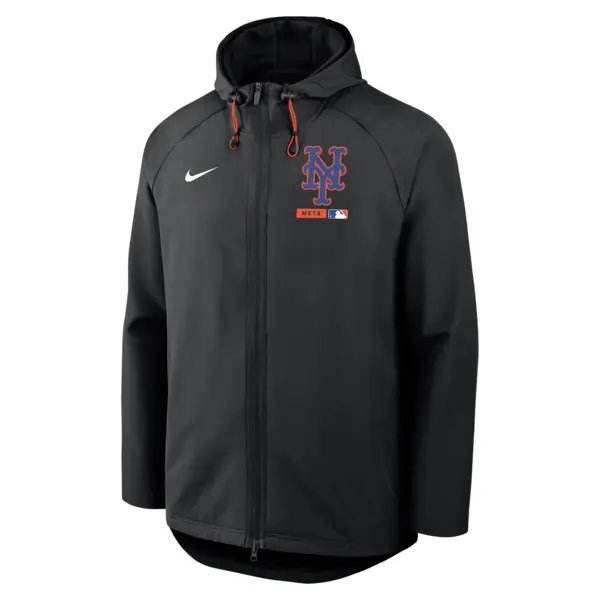Nike New York Mets Authentic Collection Therma-fit Mlb Full-zip Hooded Jacket - Black