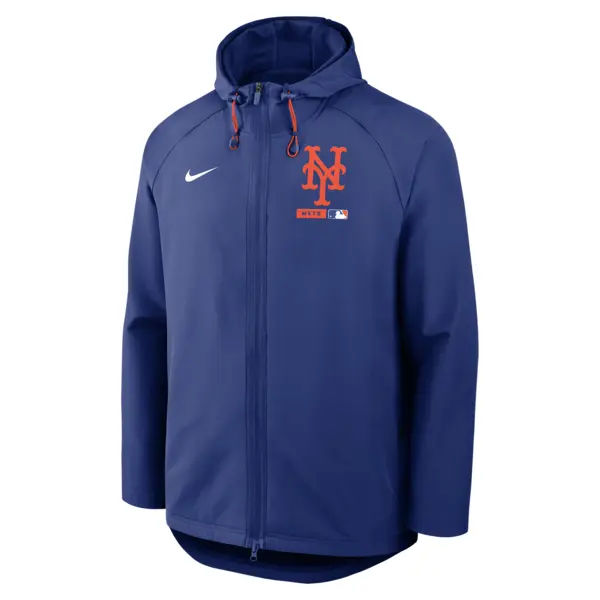 Nike New York Mets Authentic Collection Therma-fit Mlb Full-zip Hooded Jacket - Blue