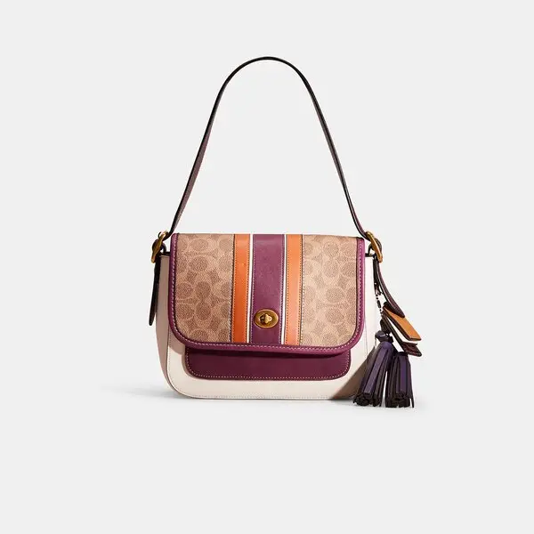 COACH Upcrafted Rambler Crossbody With Varsity Stripe - Brass/chalk Multi