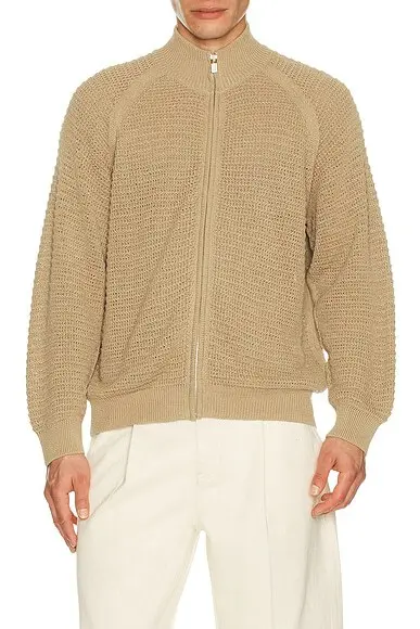 LE17SEPTEMBRE Open Knit Zip-up Cardigan - Beige