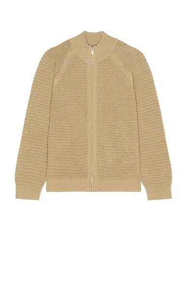 LE17SEPTEMBRE Open Knit Zip-up Cardigan - Beige
