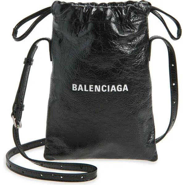 Balenciaga Shopper Phone Holder - 1090 Black/l White