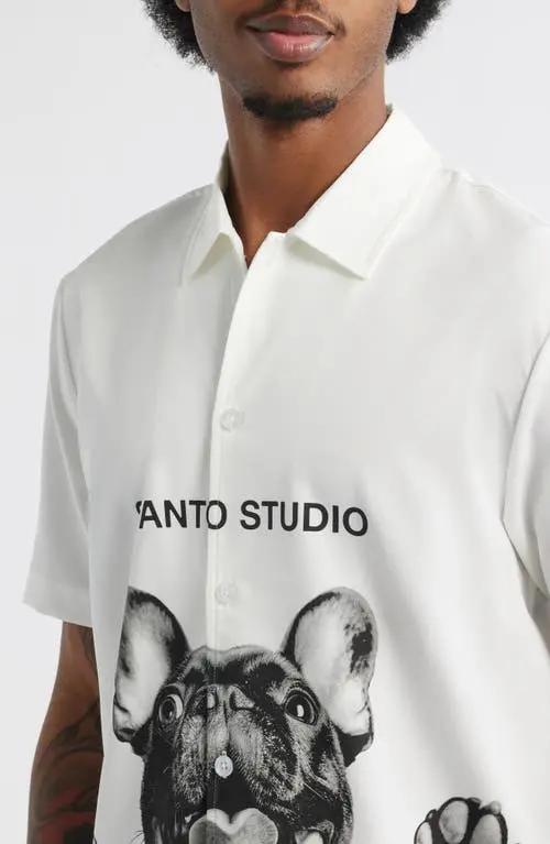 SANTO STUDIO My Dawg Graphic Button-up Shirt - White