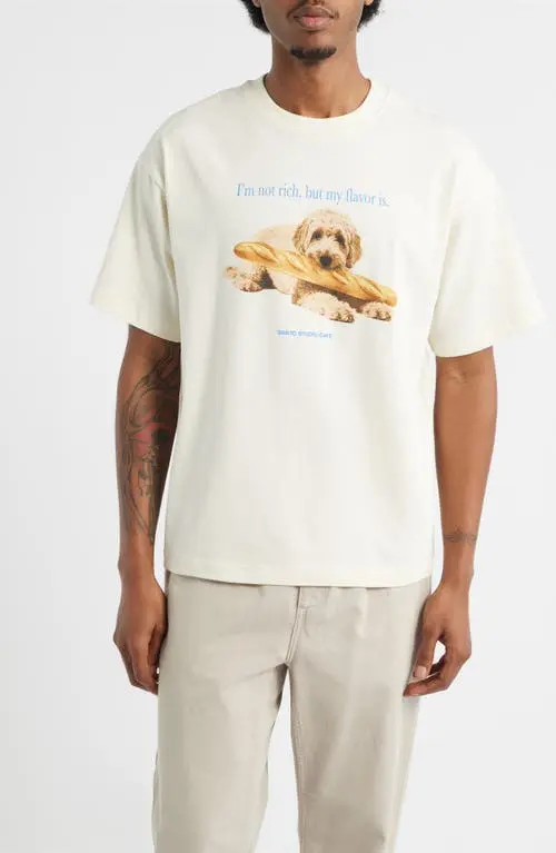 SANTO STUDIO Not Rich Dog Drappo Graphic T-shirt - Cream