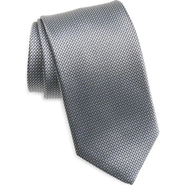 David Donahue Stripe Silk Tie - Pearl