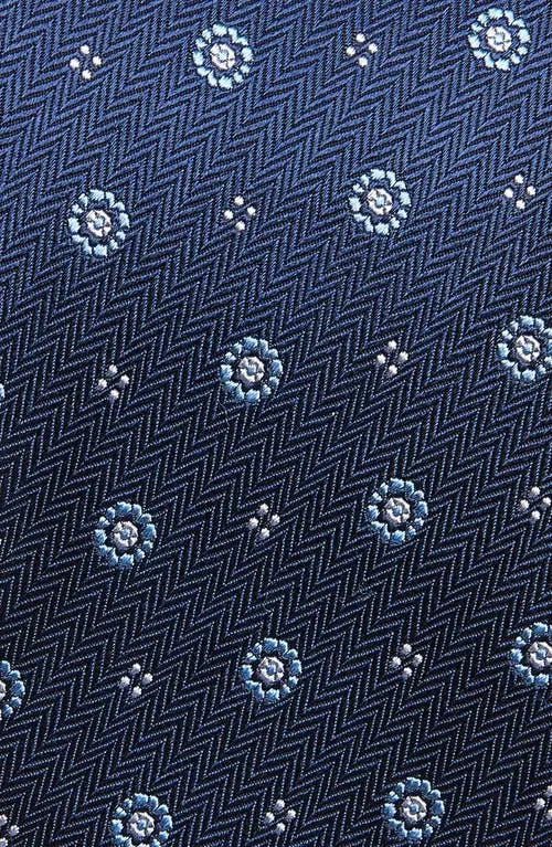 David Donahue Patterned Italian-silk Jacquard Neck Tie - Navy