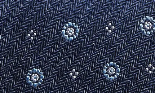 David Donahue Patterned Italian-silk Jacquard Neck Tie - Navy