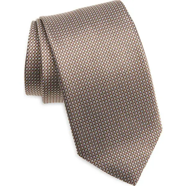 David Donahue Jacquard Silk Neck Tie - Cocoa