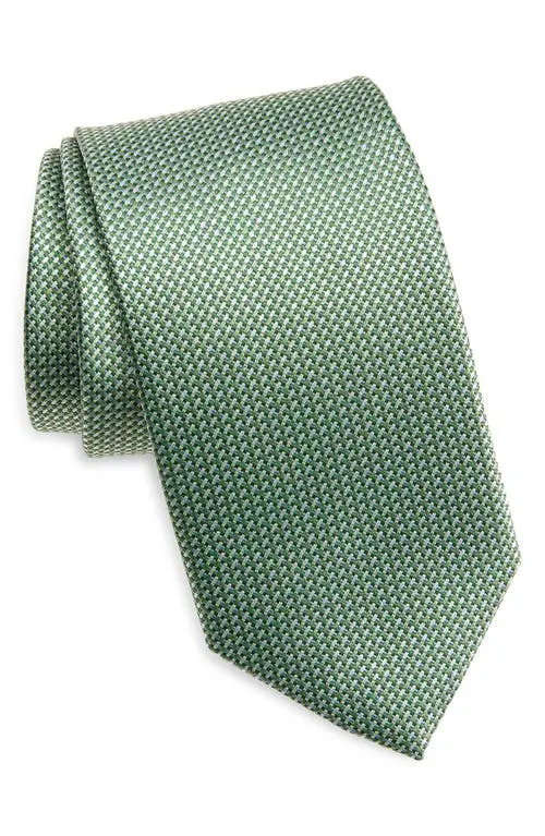 David Donahue Jacquard Silk Tie - Green