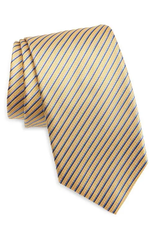David Donahue Stripe Silk Tie - Gold
