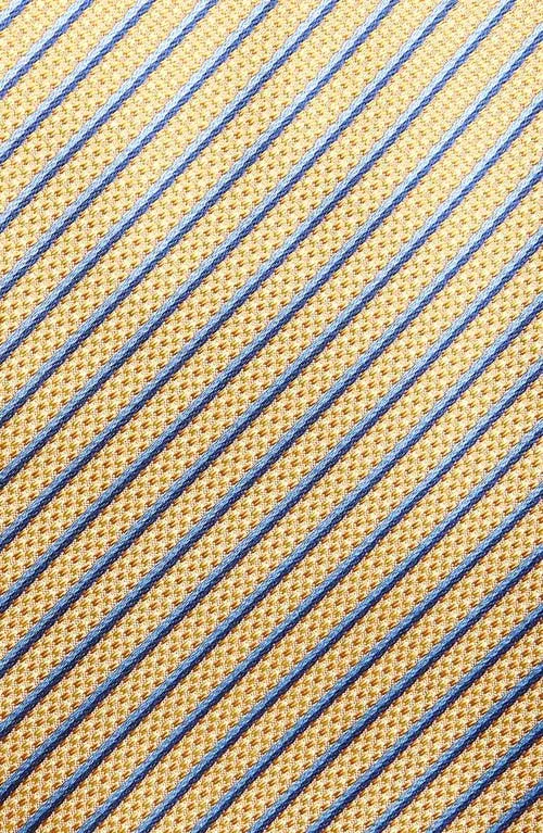 David Donahue Stripe Silk Neck Tie - Gold