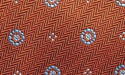 David Donahue Patterned Silk Neck Tie - Orange