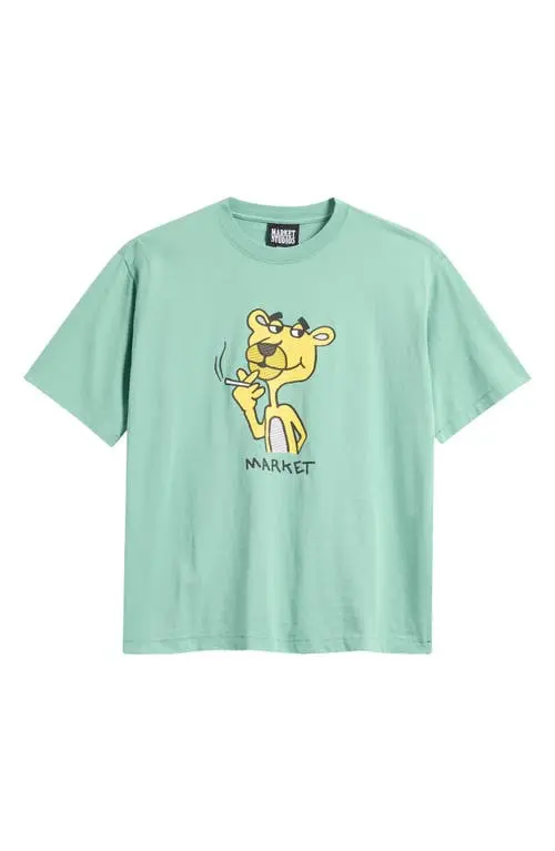 MARKET Yellow Panther Graphic T-shirt - Green