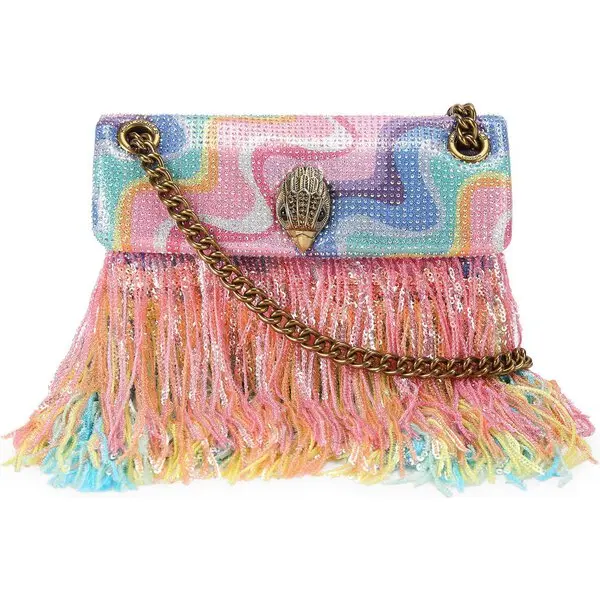 Kurt Geiger Mini Kensington Fringe Convertible Crossbody Bag - Pink Multi