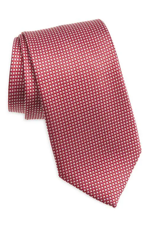 David Donahue Jacquard Silk Neck Tie - Red