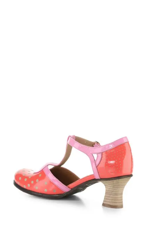 Fly London Blef T-strap Pump - Scarlet/pink