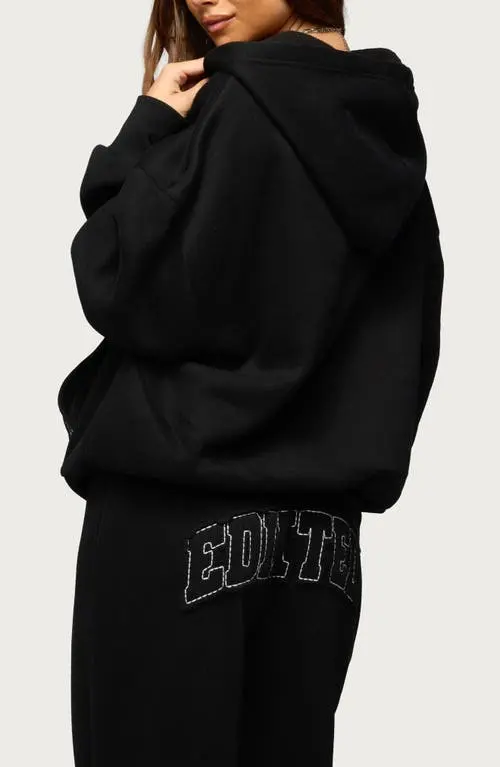 EDIKTED Forever Logo Appliqué Zip Hoodie