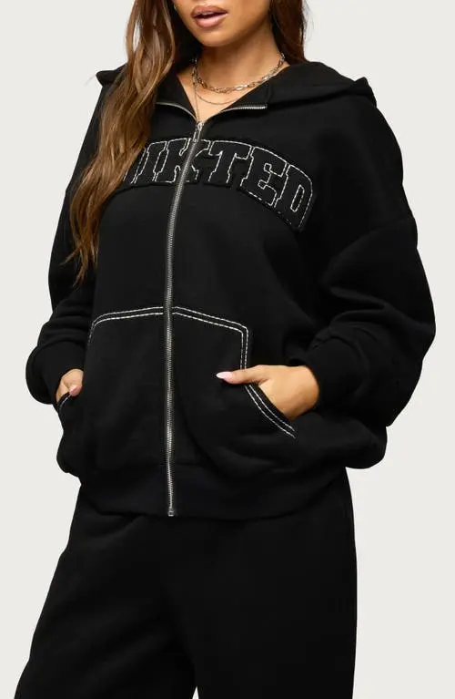 EDIKTED Forever Logo Appliqué Zip Hoodie