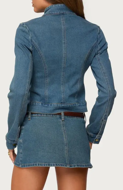 EDIKTED Crop Stretch Denim Jacket