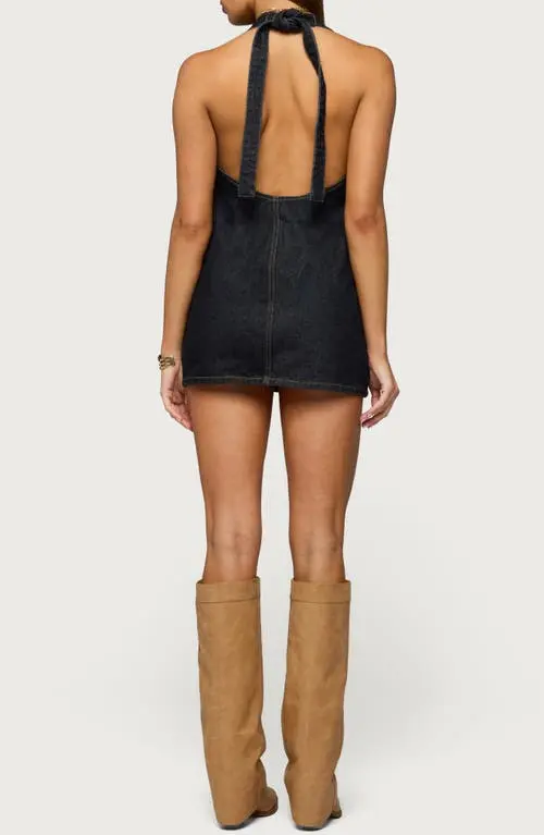 Edikted Denim Halter Minidress - Indigo-Blue-Raw-Wash - 25% Off |  Editorialist
