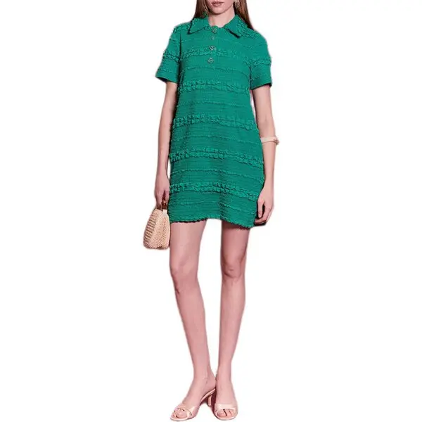 English Factory Embroidered Stretch Polo Minidress - Kelly Green