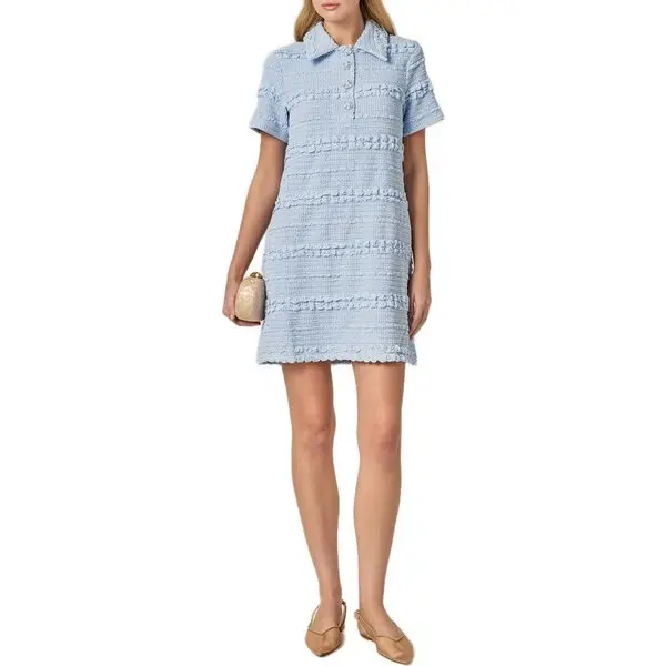 English Factory Embroidered Stretch Polo Minidress - Powder Blue
