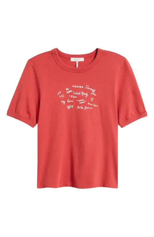 Rag & Bone Sweetheart Phrases Mica Cotton Graphic T-shirt - Red