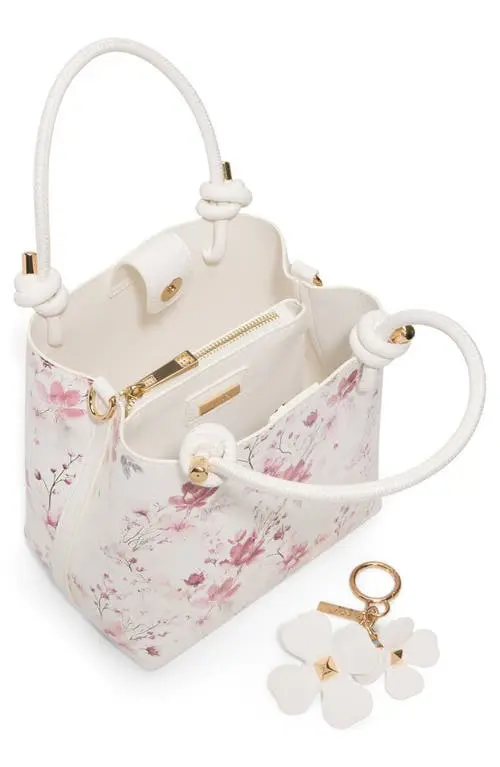 Aldo Faux Leather Satchel With Floral Print