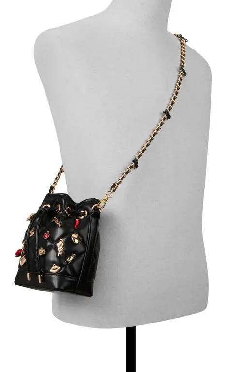 Aldo Diamond Quilted Faux Leather Bucket Bag