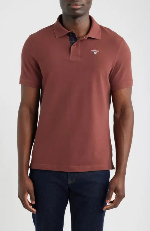 Barbour Regular Fit Tartan Piqué Polo - Burnt Pepper