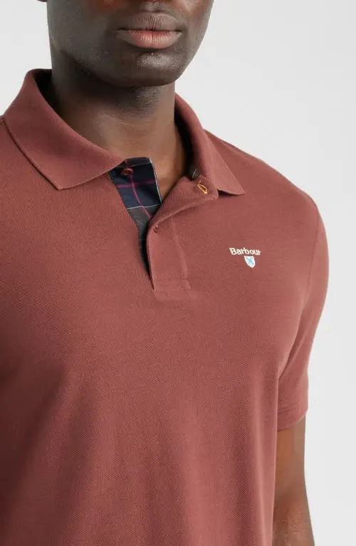 Barbour Regular Fit Tartan Piqué Polo - Burnt Pepper
