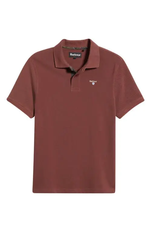 Barbour Regular Fit Tartan Piqué Polo - Burnt Pepper