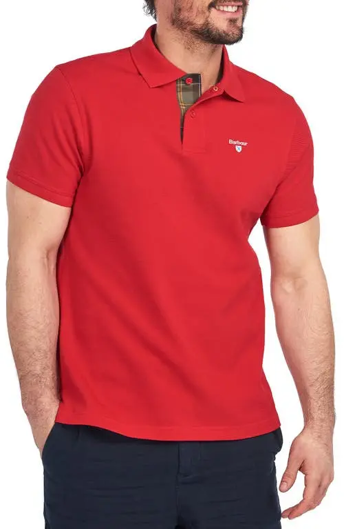 Barbour Regular Fit Tartan Piqué Polo - Ruby