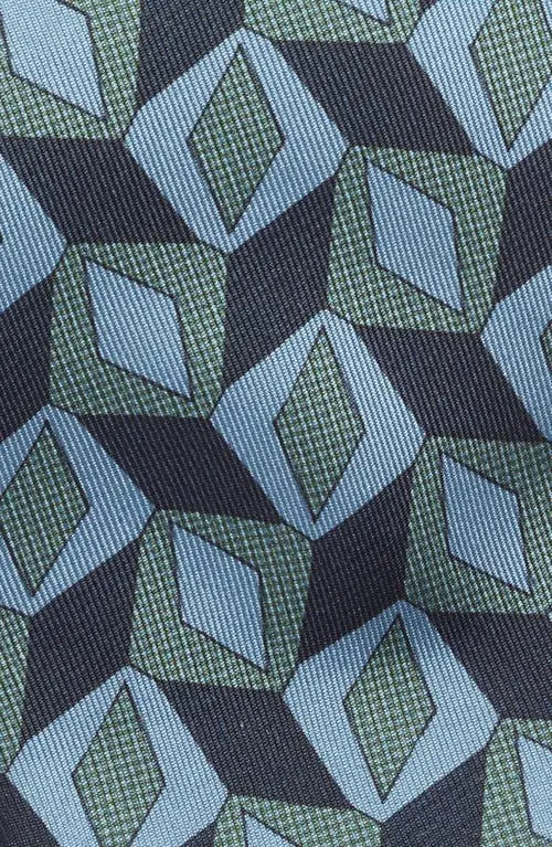 JACK VICTOR Nielsen Geometric Print Silk Tie - Navy
