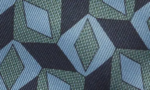 JACK VICTOR Nielsen Geometric Print Silk Tie - Navy